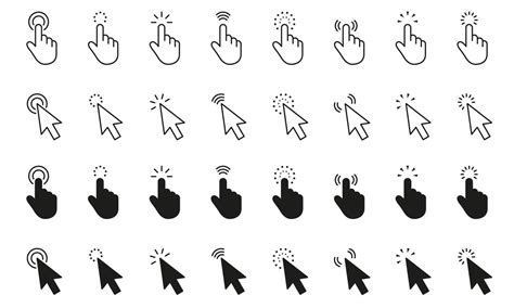 Mouse Click Cursor Set Click Icon Mouse Pointer Set Arrow And Hand