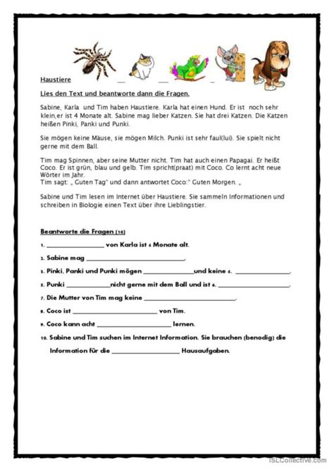 168 Leseverstehen Deutsch DAF Arbeitsblätter pdf doc