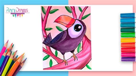 Cómo dibujar un TUCÁN con Acuarela ideas de dibujos fáciles con