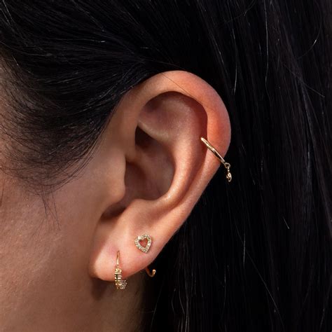 CZ Cartilage Hoop Earring 14K Cartilage Earrings Hoop Unique Ear