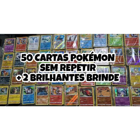 50 CARTAS POKÉMON 2 BRILHANTES ORIGINAL E NOVO Shopee Brasil