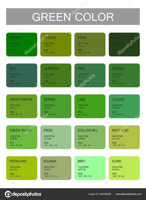 Html Green Color Chart