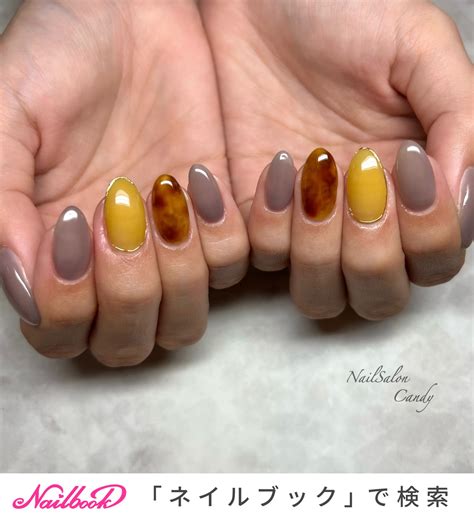 秋 ハンド ワンカラー べっ甲 ミラー r0410のネイルデザイン No 7644286 ネイルブック
