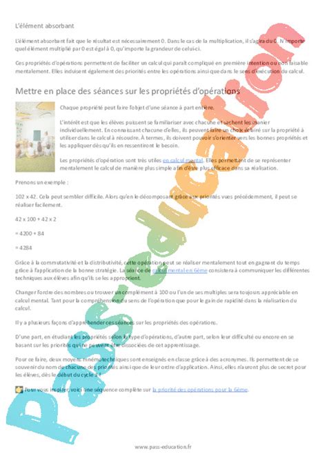 Enseigner les propriétés des opérations