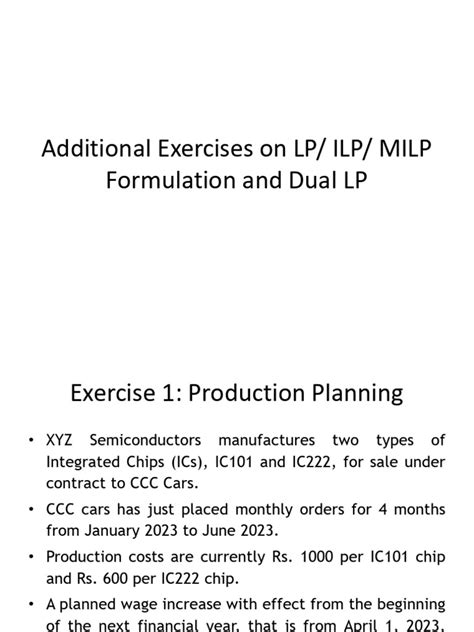 solutions to ilp formulation exercises pdf integrated circuit linear programming