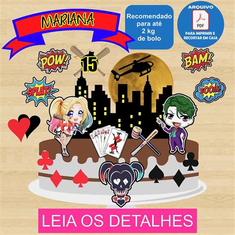 Topo De Bolo Arlequina E Coringa Pdf Para Imprimir Em Casa