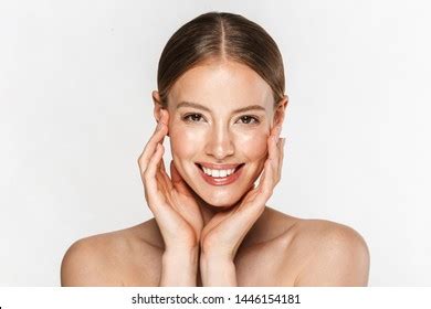 Beauty Portrait Attractive Cheerful Blonde Topless стоковая фотография