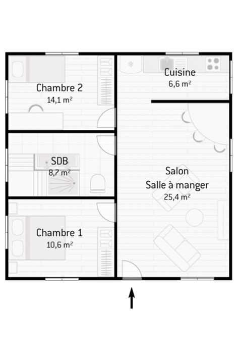 Plan maison plain pied 60m2 3 idées