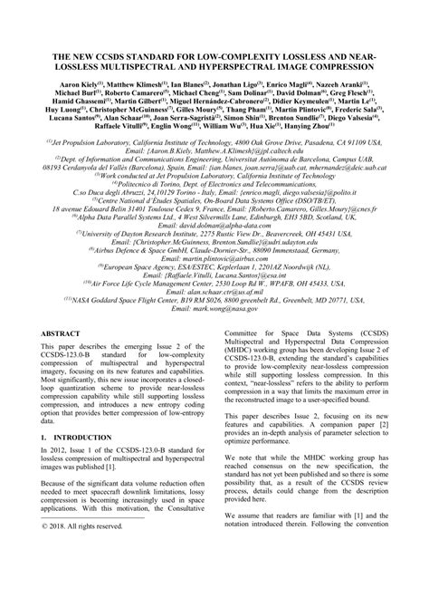 pdf the new ccsds standard for low complexity lossless and near lossless multispectral and