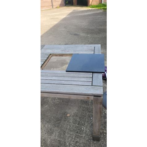 Hardhouten Tuintafel Met Graniet Vintage Of Tweedehands