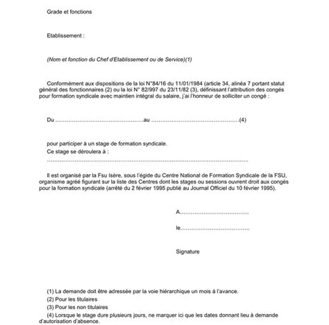 Lettre Demande D Autorisation D Absence Pour Passer Un Concours