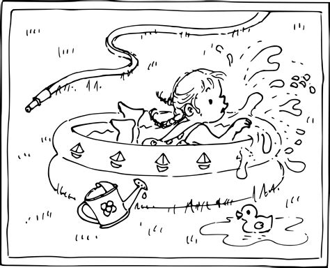 Coloriage petite fille dans une piscine à imprimer
