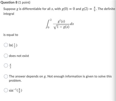 solved question 8 1 point suppose g is differentiable for