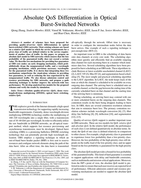 pdf absolute qos differentiation in optical burst switched networks