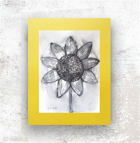 Nowoczesna Grafika 30x40 Minimalistyczny Rysunek do Domu Żólto Szary ღ