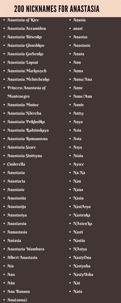 Nicknames For Anastasia 200 Adorable And Creative Names