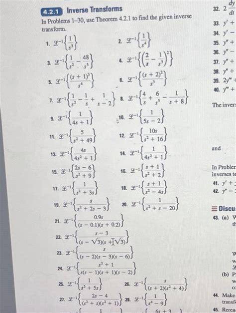 solved 32 2 4 2 1 inverse transforms in problems 1 30 use