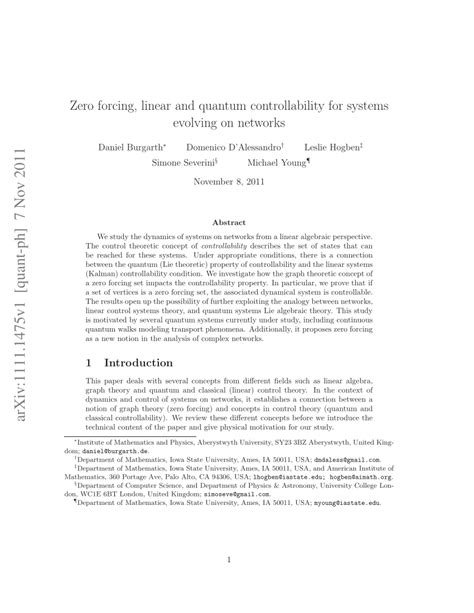 pdf zero forcing linear and quantum controllability for systems evolving on networks