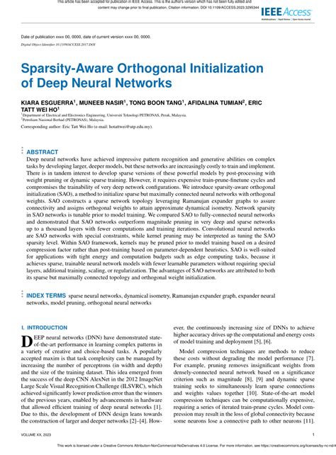 pdf sparsity aware orthogonal initialization of deep neural networks