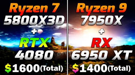 Ryzen 7 5800X3D RTX 4080 Vs Ryzen 9 7950X RX 6950 XT PC Gameplay