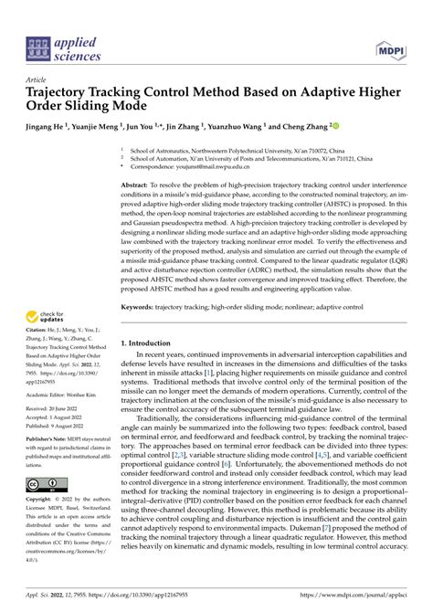 pdf trajectory tracking control method based on adaptive higher order sliding mode