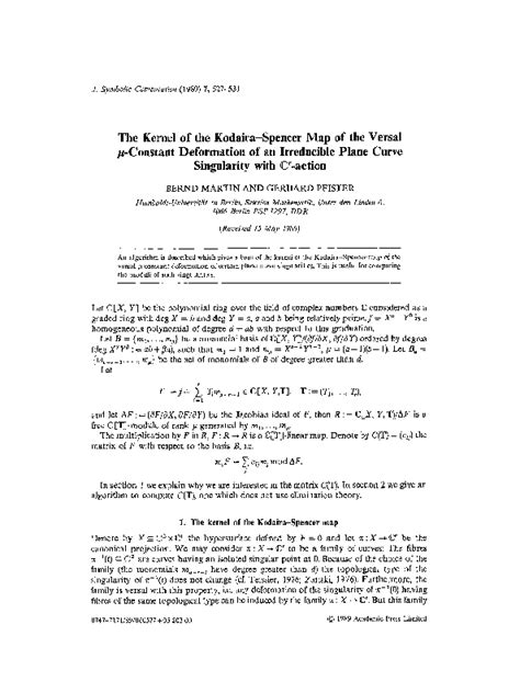 pdf the kernel of the kodaira spencer map of the versalμ constant deformation of an