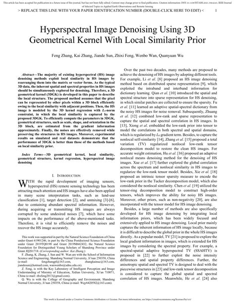 pdf hyperspectral image denoising using 3d geometrical kernel with local similarity prior