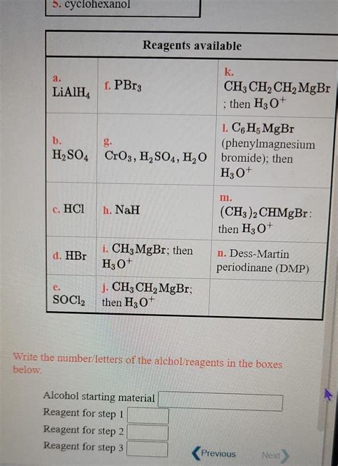 Solved Specify Both The Alcohol Starting Material And The Chegg
