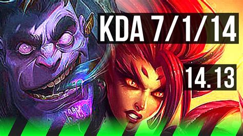 DR MUNDO Vs ZYRA JGL Rank 2 Mundo 7 1 14 EUW Challenger 14 13