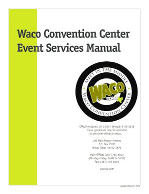 Fillable Online Waco Convention Center Event Services Manual Fax Email