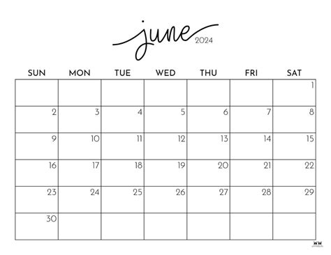June 2024 Calendars 50 FREE Printables PrintaBulk
