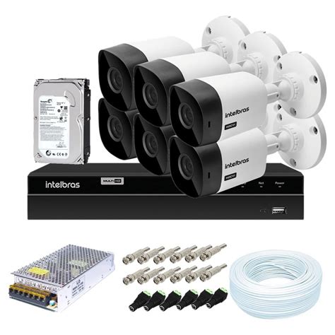 Kit Completo Intelbras 6 Câmeras de Segurança 720p Bullet 1120B 20