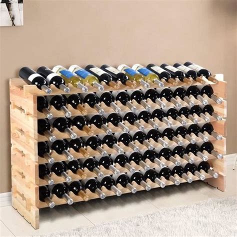 GIANTEX Casier à Vin Étagère à Bouteilles 72 Bouteilles en Bois de Pin