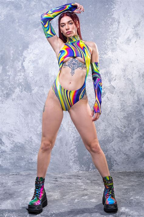 Psychedelic Catsuit Festival Leotard Rave Catsuit Festival Etsy