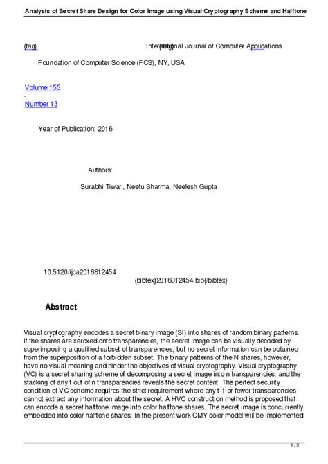pdf analysis of secret share design for color image using visual cryptography scheme and