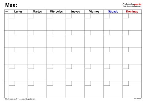 Planificadores Mensuales En Word Excel Y PDF Calendarpedia