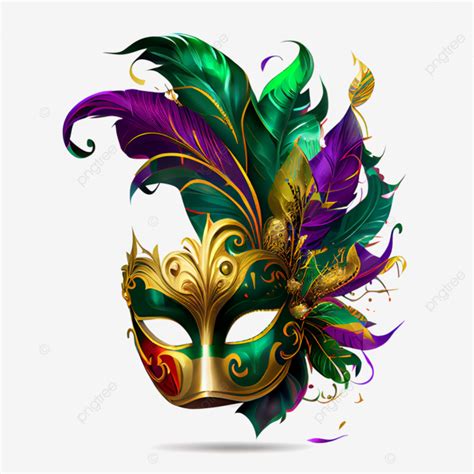 Mardi Gras Carnival Mask With Gold Ornaments And Feathers Mardi Gras