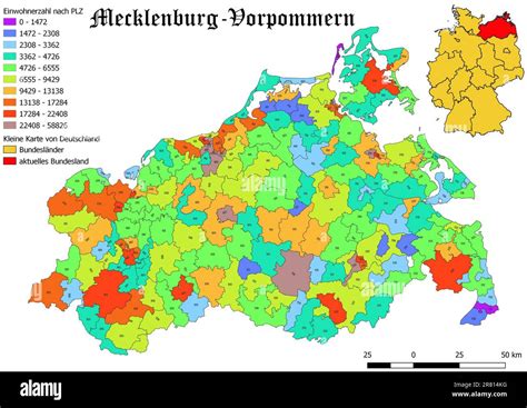 Federal State Mecklenburg Vorpommern Population By Postal Code Map