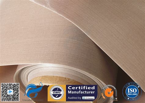 Brown PTFE Coated Fiberglass Cloth 0 16MM 6MIL Non Stick Plain Weave