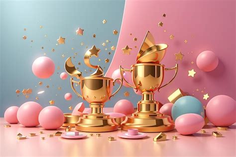 Os vencedores 3D mínimos taça de ouro vencedores de ouro estrelas