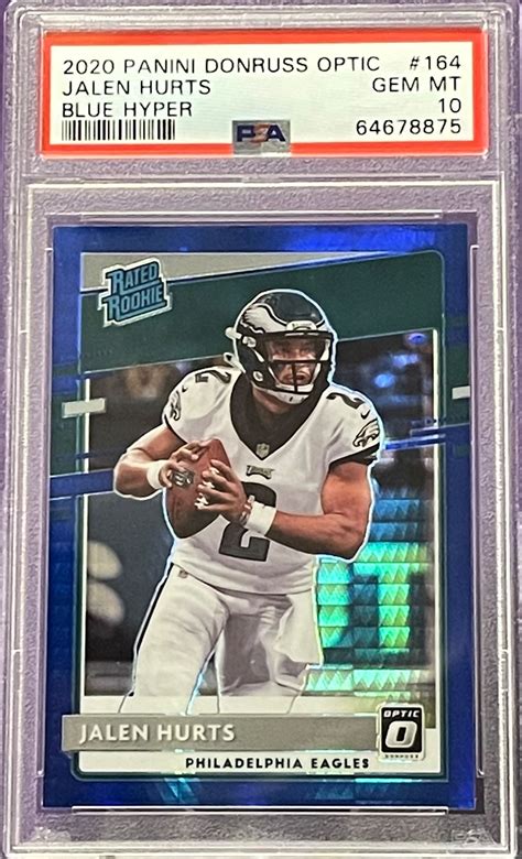 Panini Donruss Optic Jalen Hurts Rookie Blue Hyper Prizm Psa