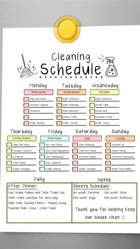 Immediately Print And Use This Cleaning Chart To Keep Yourself On A