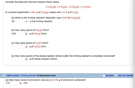 solved consider the balanced chemical reaction shown below