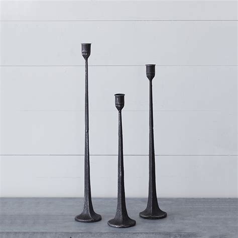 Hand Forged Black Candle Holders Set Of 3 Antique Farmhouse