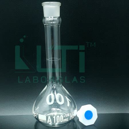 2705 AMBER GLASS QR CODED VOLUMETRIC FLASK WITH SOLID GLASS STOPPER