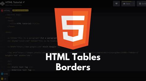 HTML Tutorial 12 HTML Table Borders 2 Ways To Specify HTML Table