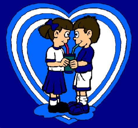 Dibujo De Enamorados Compartiendo Un Refresco Pintado Por 2345 En