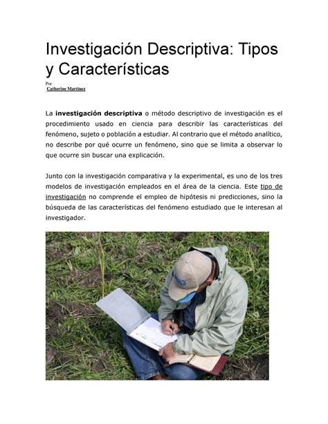 Investigaci N Descriptiva Investigaci N Descriptiva Tipos Y