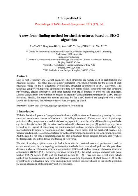 pdf a new form finding method for shell structures based on beso algorithm