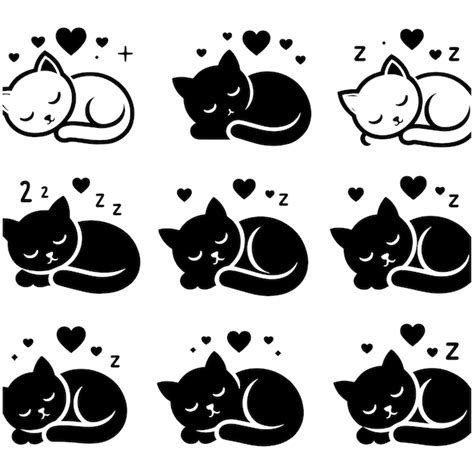 Conjunto De Ilustraciones Vectoriales De Gatos Lindos Vector Premium